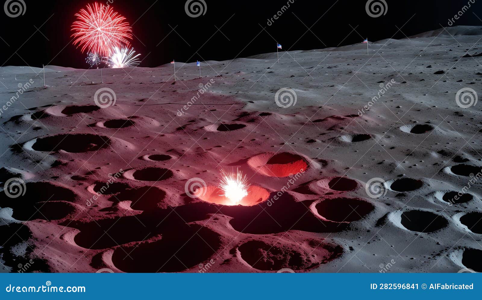 An Illustration of a Breathtakingly Vast View of a Moon with a Firework ...