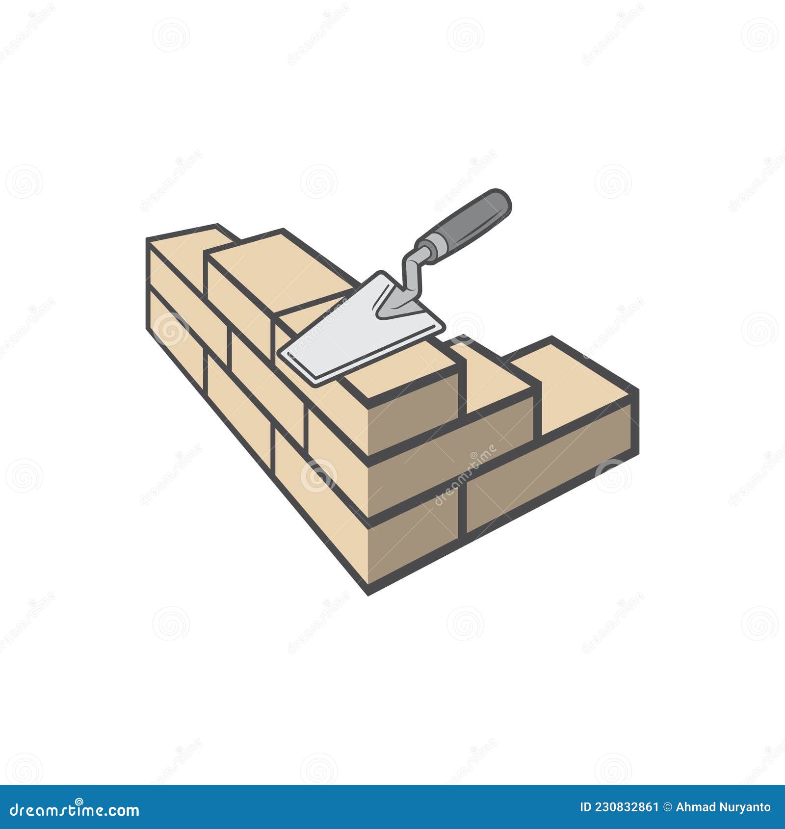 Prespective Illustration of Bricklayer Work Stock Vector - Illustration ...