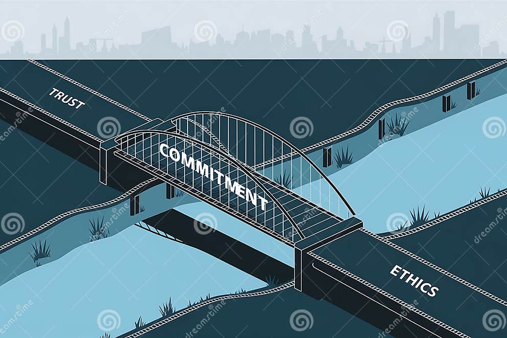 Illustration of a Bridge Symbolizing Commitment Connecting Roads of Trust and Ethics Stock ...