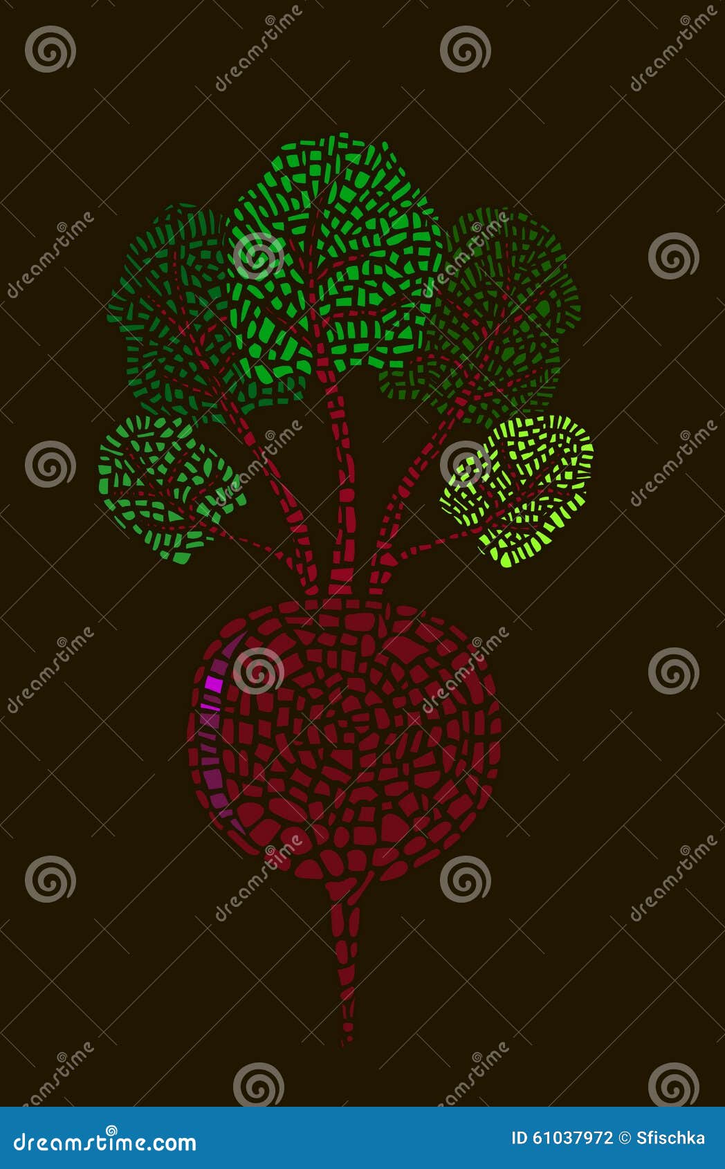 Illustration Bright Beet Mosaic Stock Vector - Illustration of leaves ...