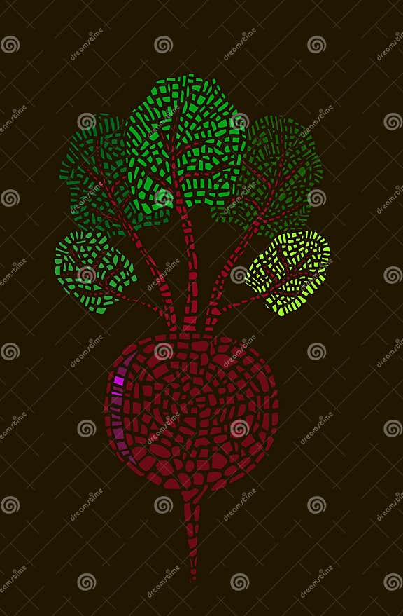 Illustration Bright Beet Mosaic Stock Vector - Illustration of leaves ...