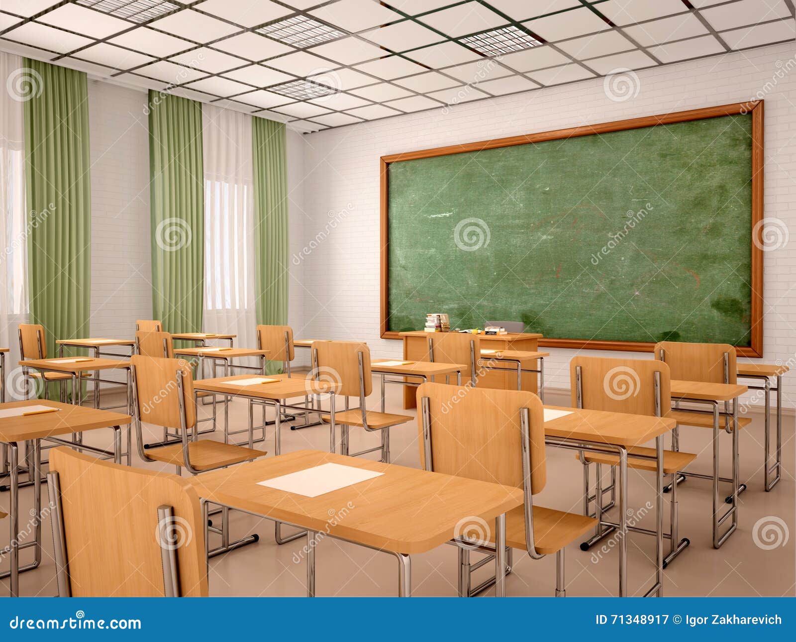 Illustration of Bright Empty Classroom for Lessons Stock Illustration ...