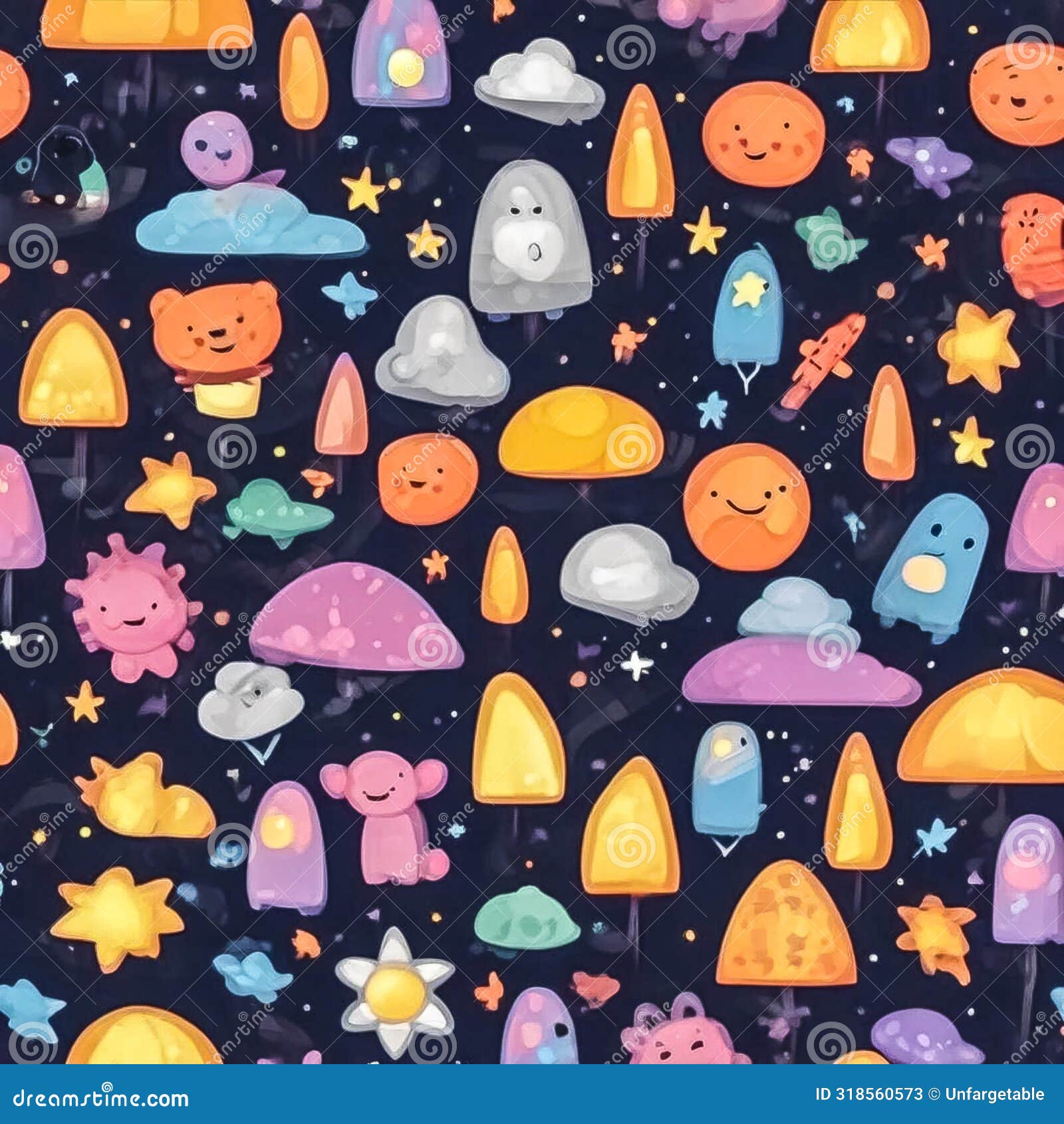 Illustration of a Bright Light Pattern with Children S Cartoons Stock ...