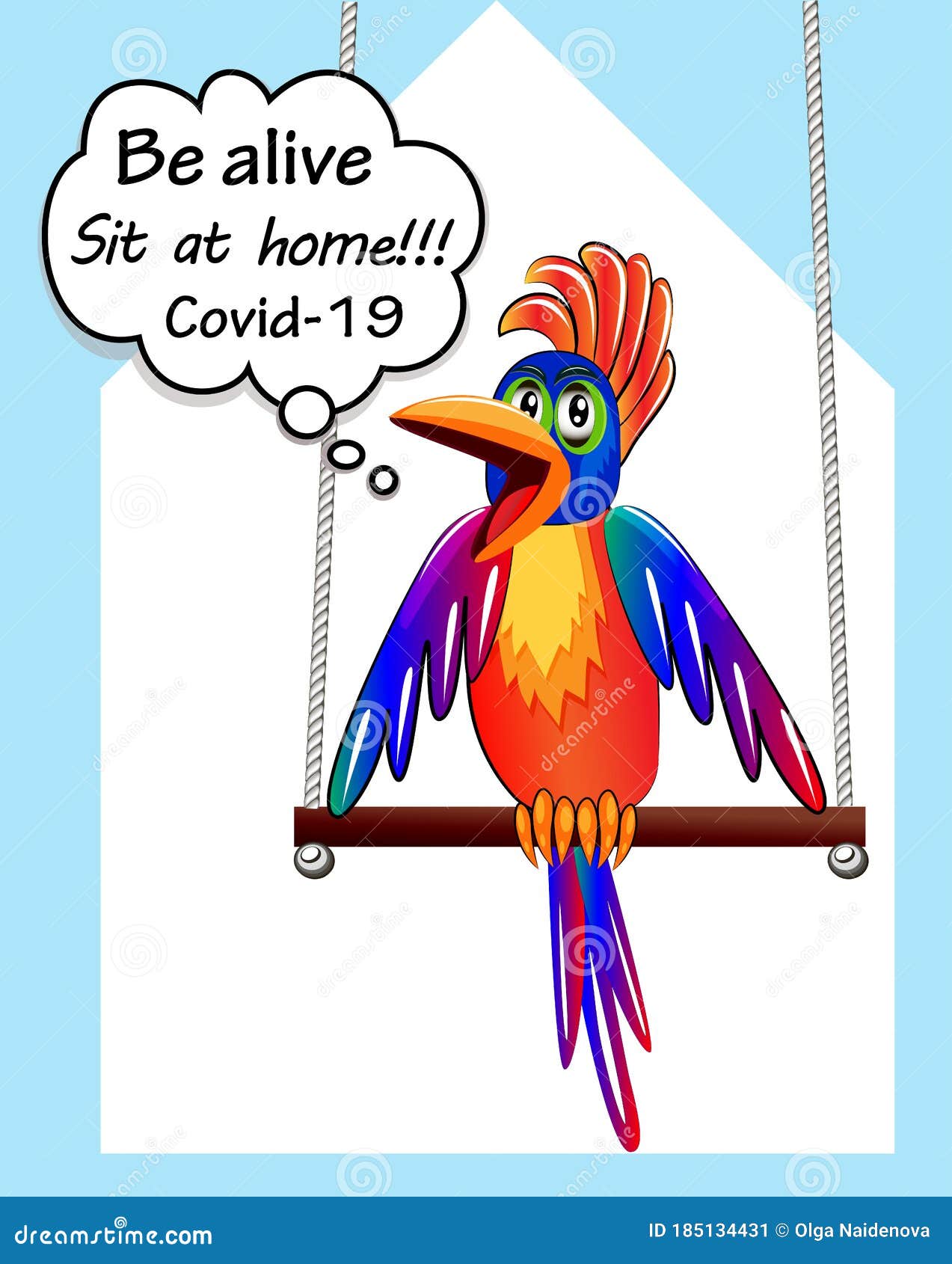 Bright parrot shouting: stock vector. Illustration of comic - 185134431