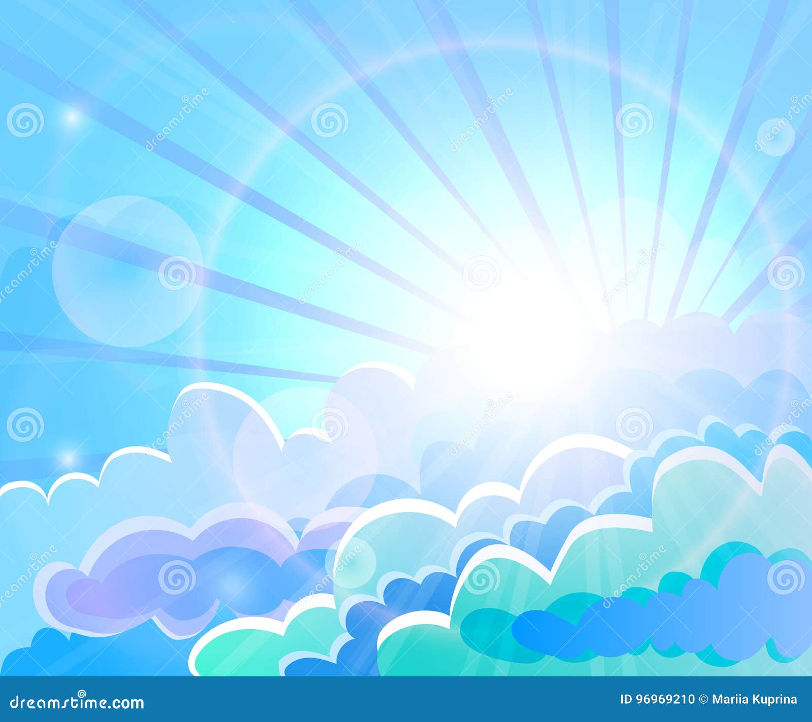 Illustration Bright Picture of the Sunlight Streaming through Blue ...