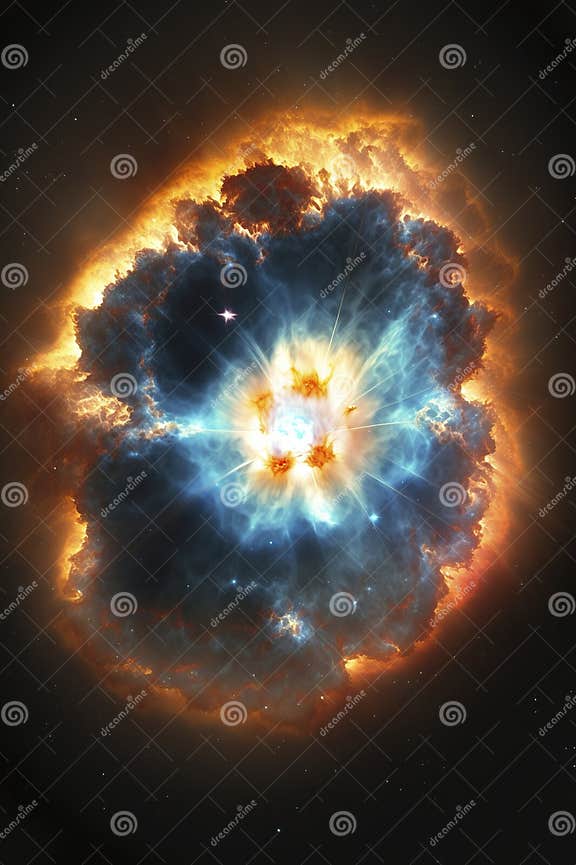 Illustration, the Bright Supernova Explosion, Distant Nebula ...