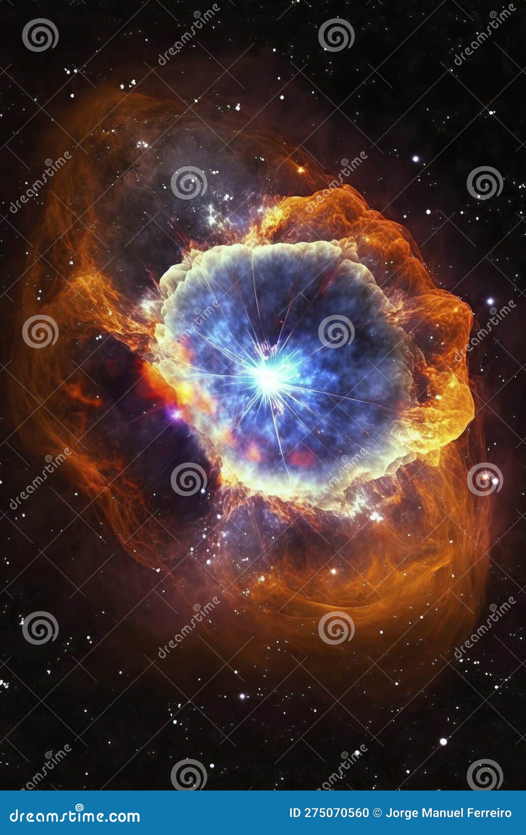 Illustration, the Bright Supernova Explosion, Distant Nebula ...