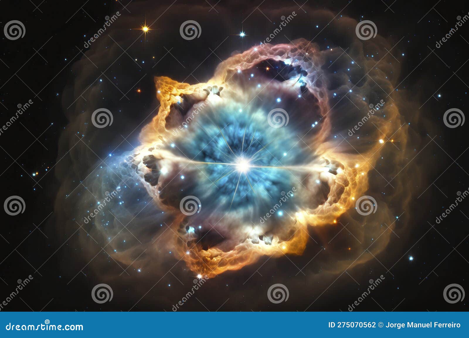Illustration, the Bright Supernova Explosion, Distant Nebula ...
