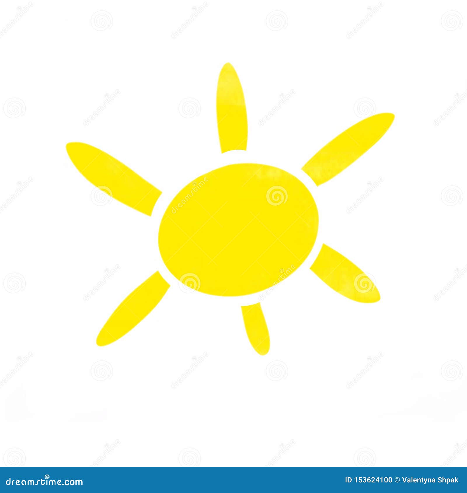 Illustration of a Bright Yellow Sun with Six Rays of Different Lengths ...