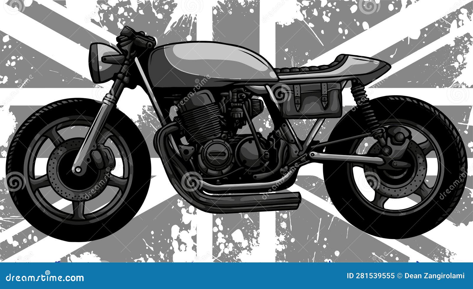 Monochromatic Illustration of British Flag with Motorcycle Stock Vector ...