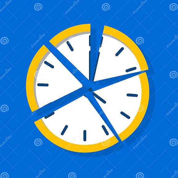 Illustration of a Broken Clock with a Blue Background Stock Vector ...