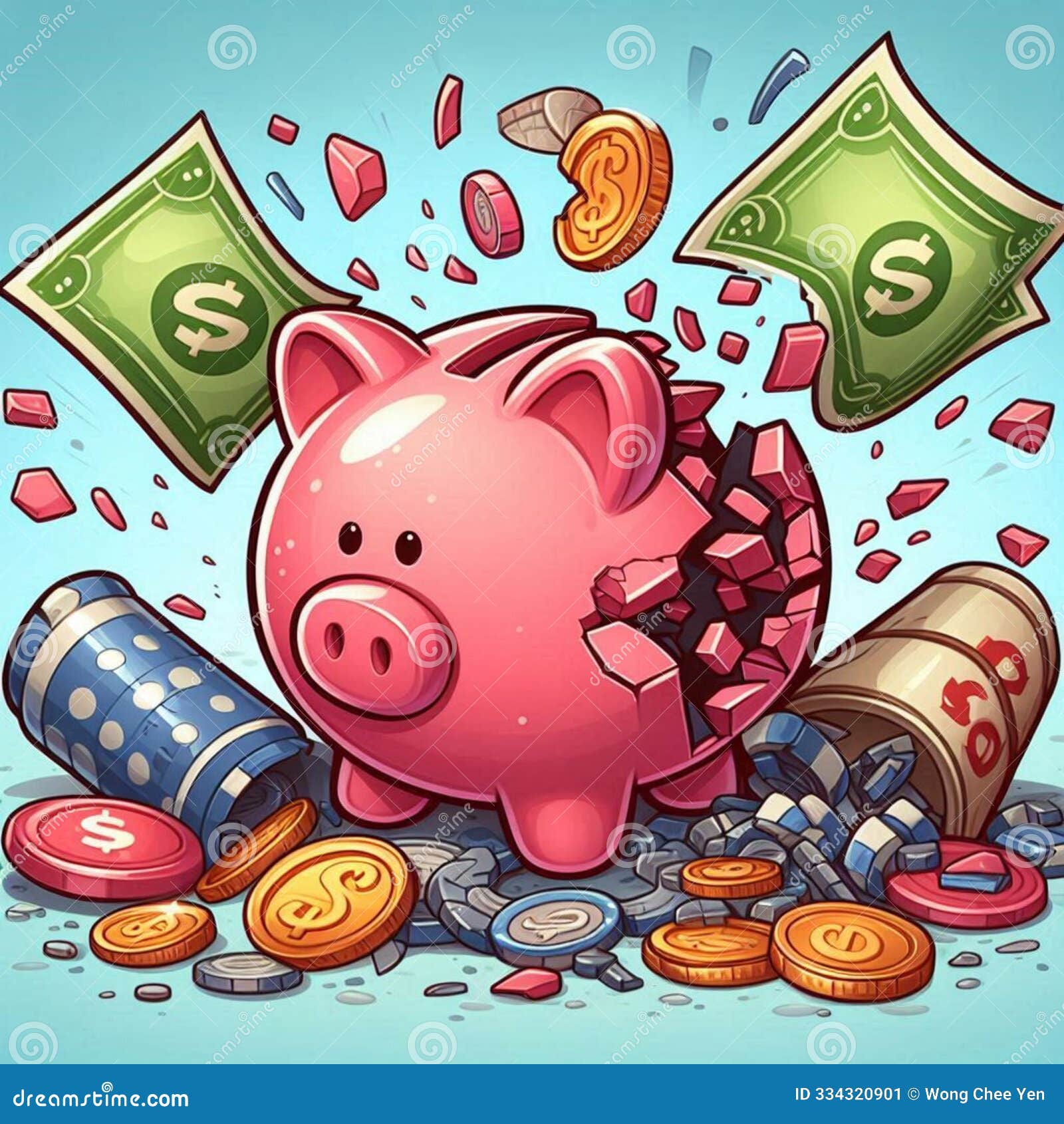 Broken Piggy Bank Cartoon Vector | CartoonDealer.com #52725175
