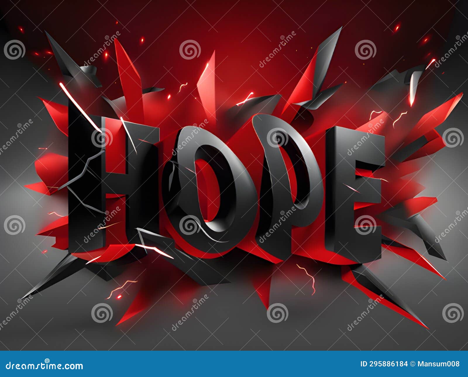 Illustration of a Broken Red and Black of Text Hope Stock Illustration ...