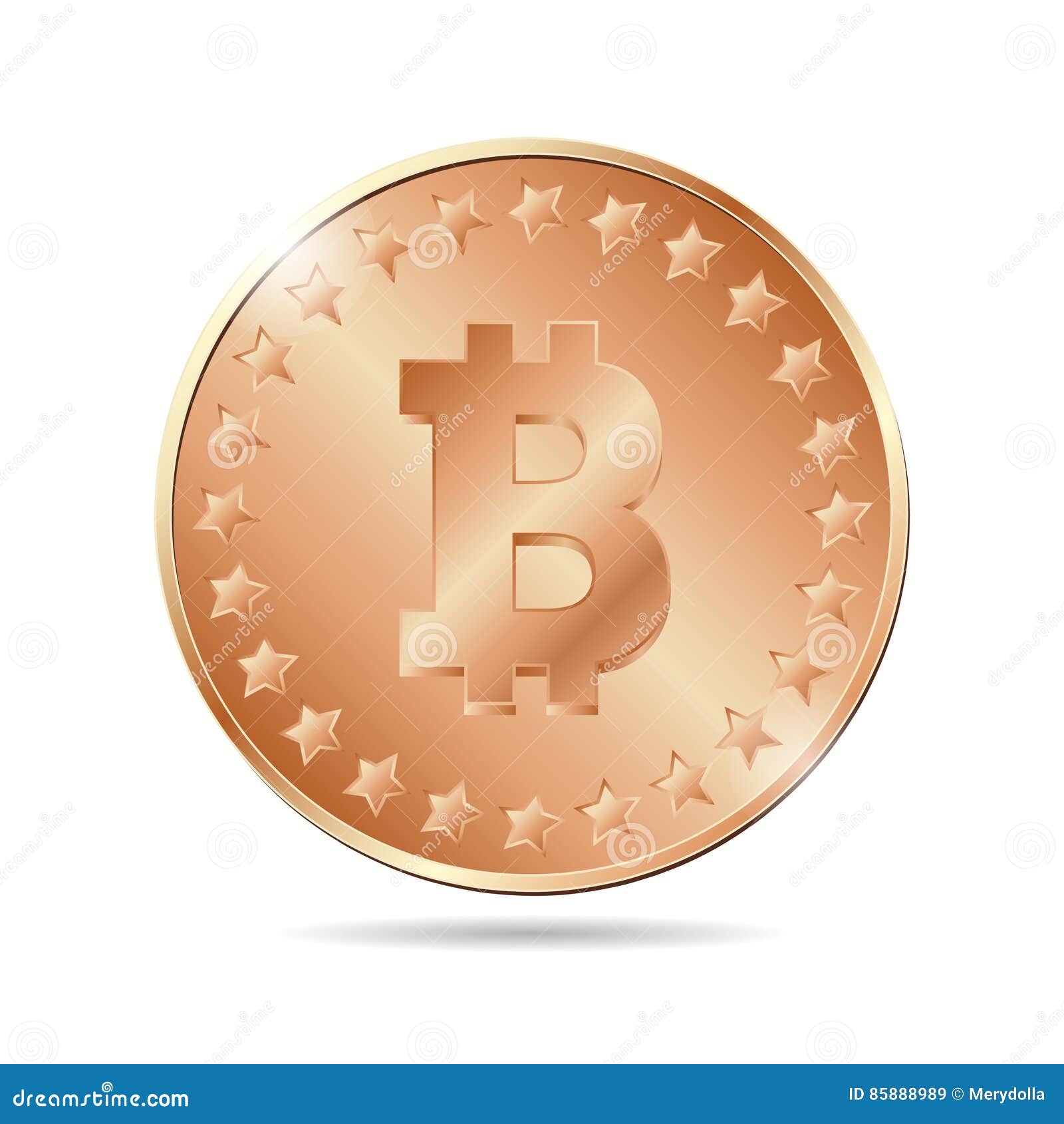 Illustration of a Bronze Coin with Bitcoin Sign Stock Illustration ...