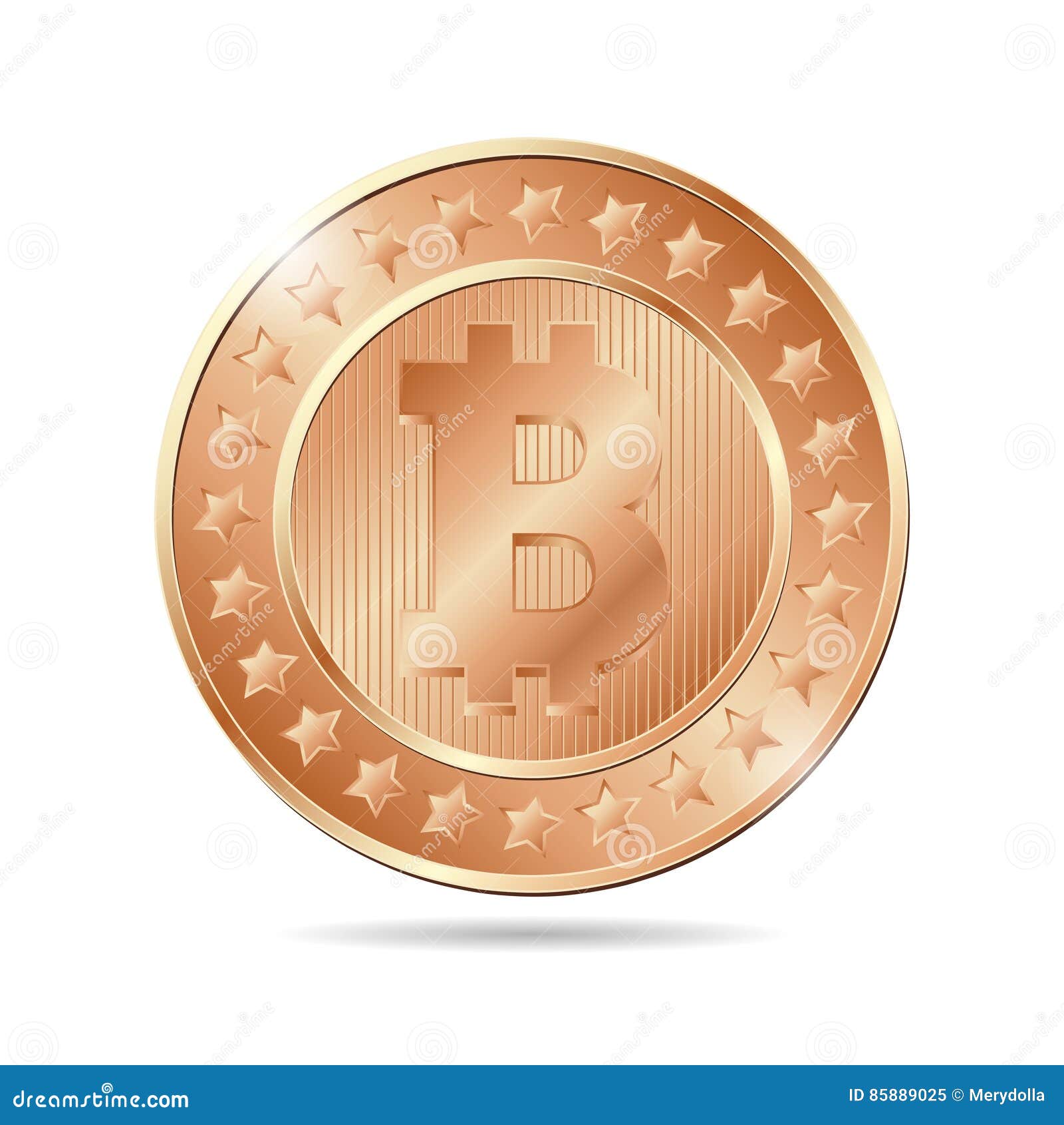 Illustration of a Bronze Coin with Bitcoin Sign Stock Illustration ...