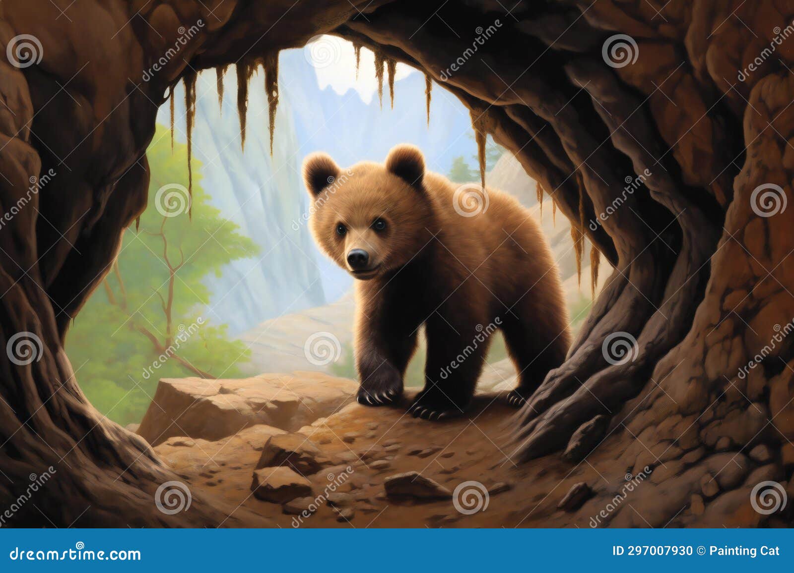 Brown bear in the cave, stock illustration. Illustration of advertising ...