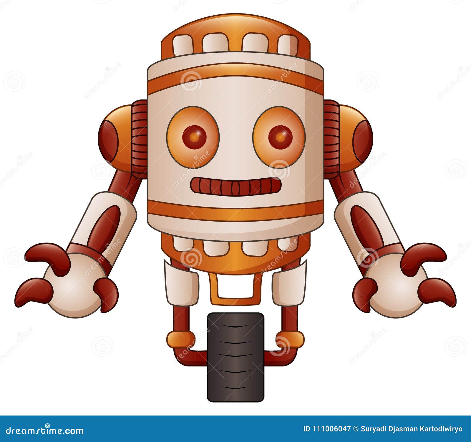 Brown Robot Cartoon Isolated On White Background Stock Vector ...