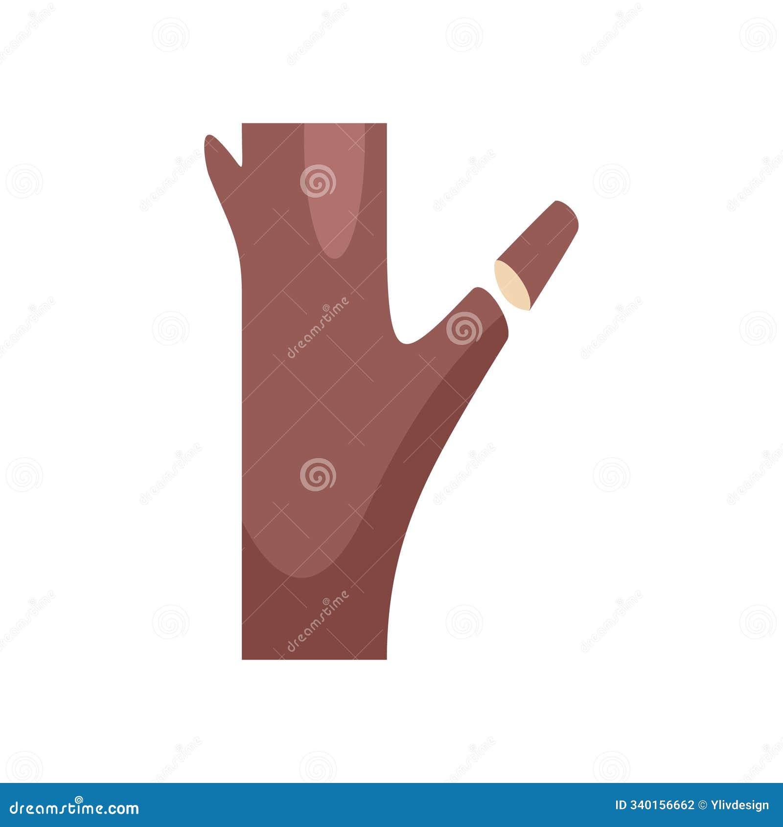 Brown Tree Branch with Cut Branch Growing New Branch Stock Illustration ...