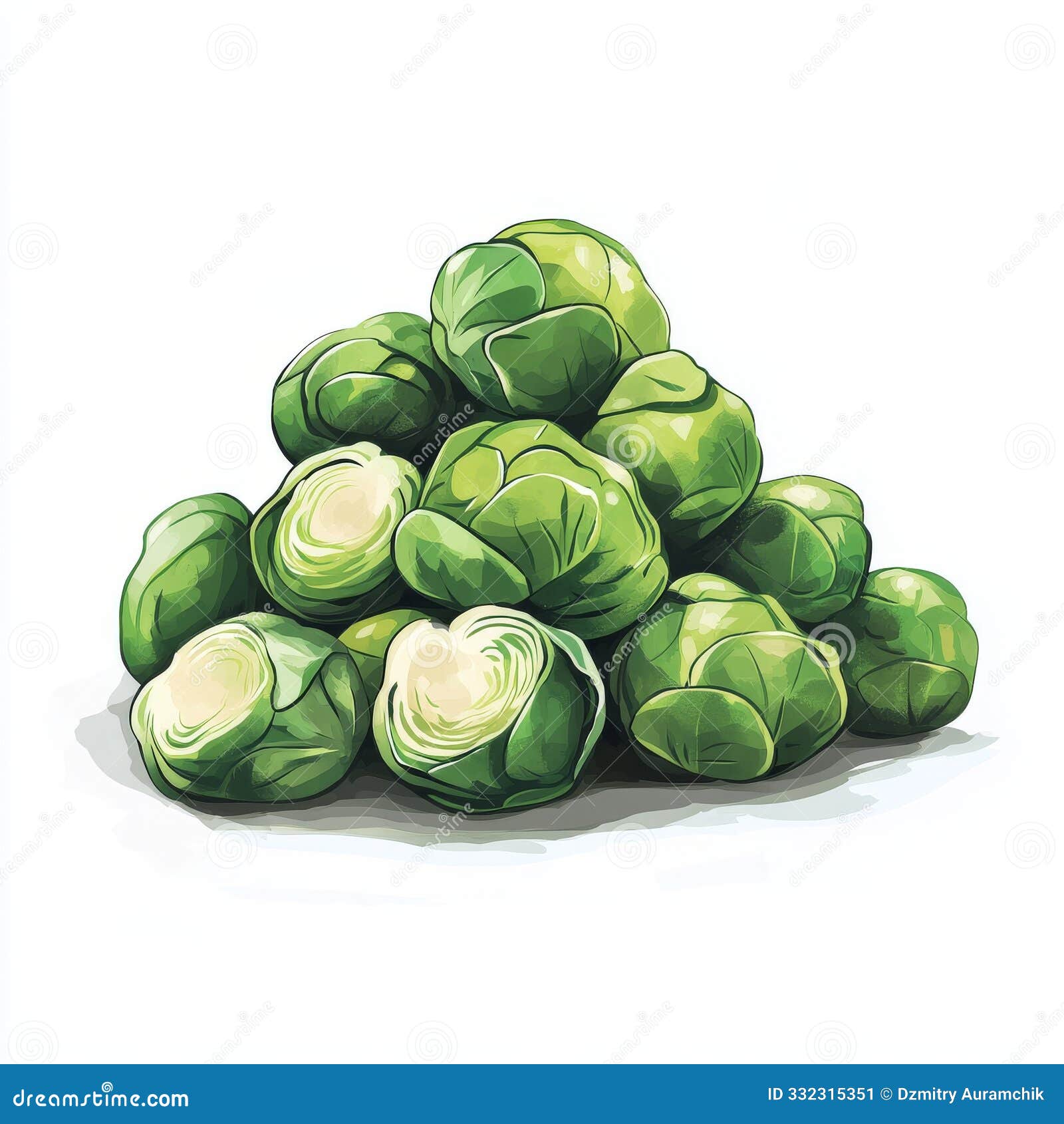 Illustration of Brussel Sprouts in the Style of a Modern Doodle Cartoon ...