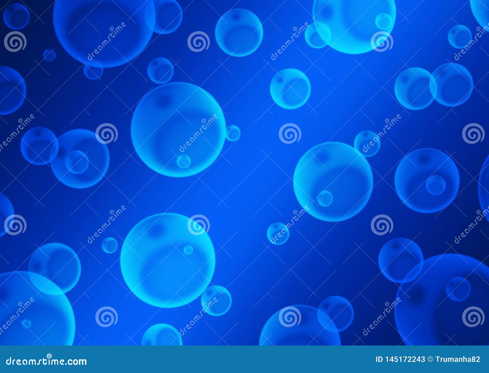 Abstract Floating Bubbles in Shining Blue Gradient Background Stock ...