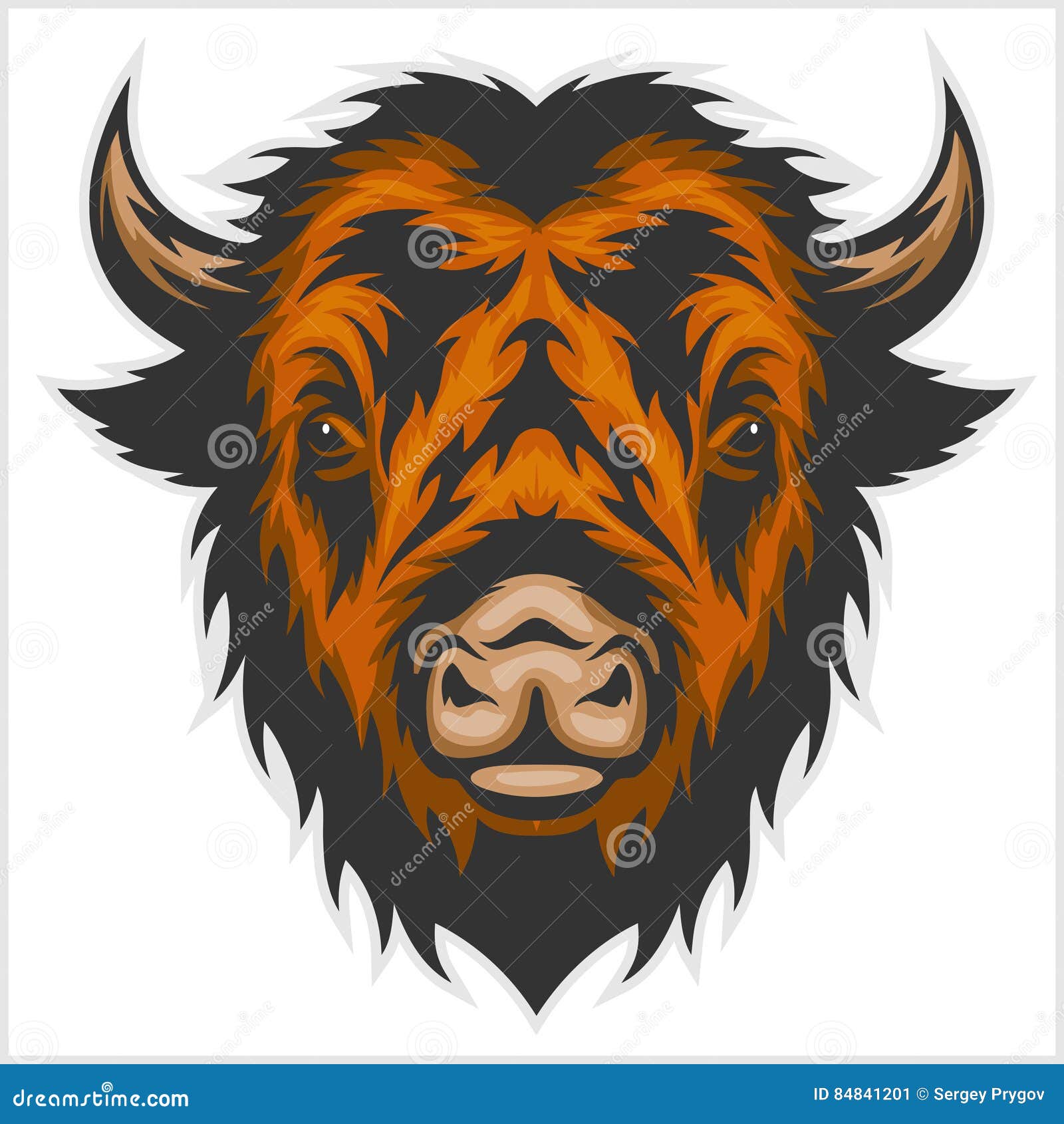 Illustration Of Buffalo Head Isolated On White Cartoon Vector ...