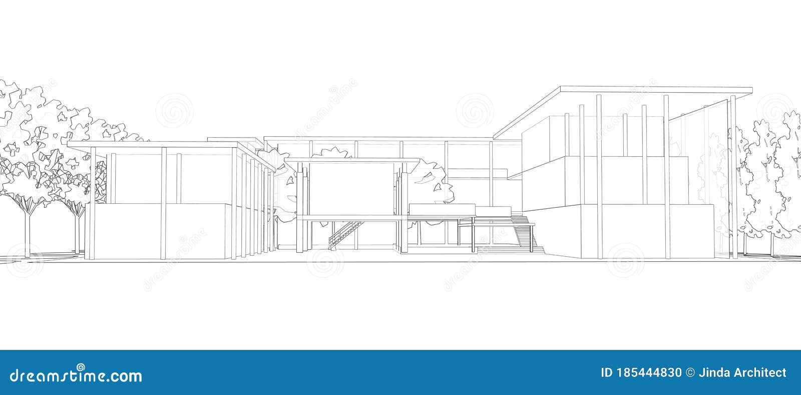 Illustration of Building Design in Wireframe Stock Illustration ...