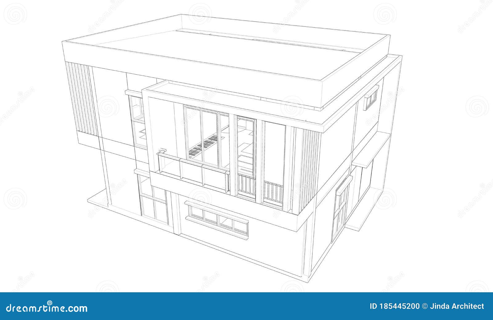 Illustration of Building Design in Wireframe Stock Illustration ...