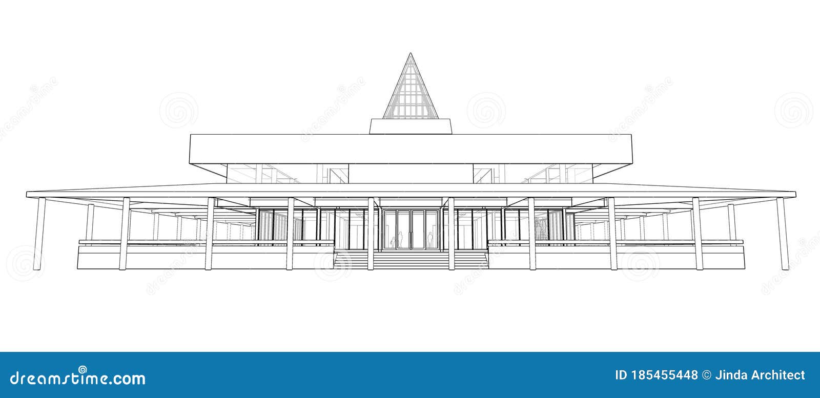 Illustration of Building Design in Wireframe Stock Illustration ...
