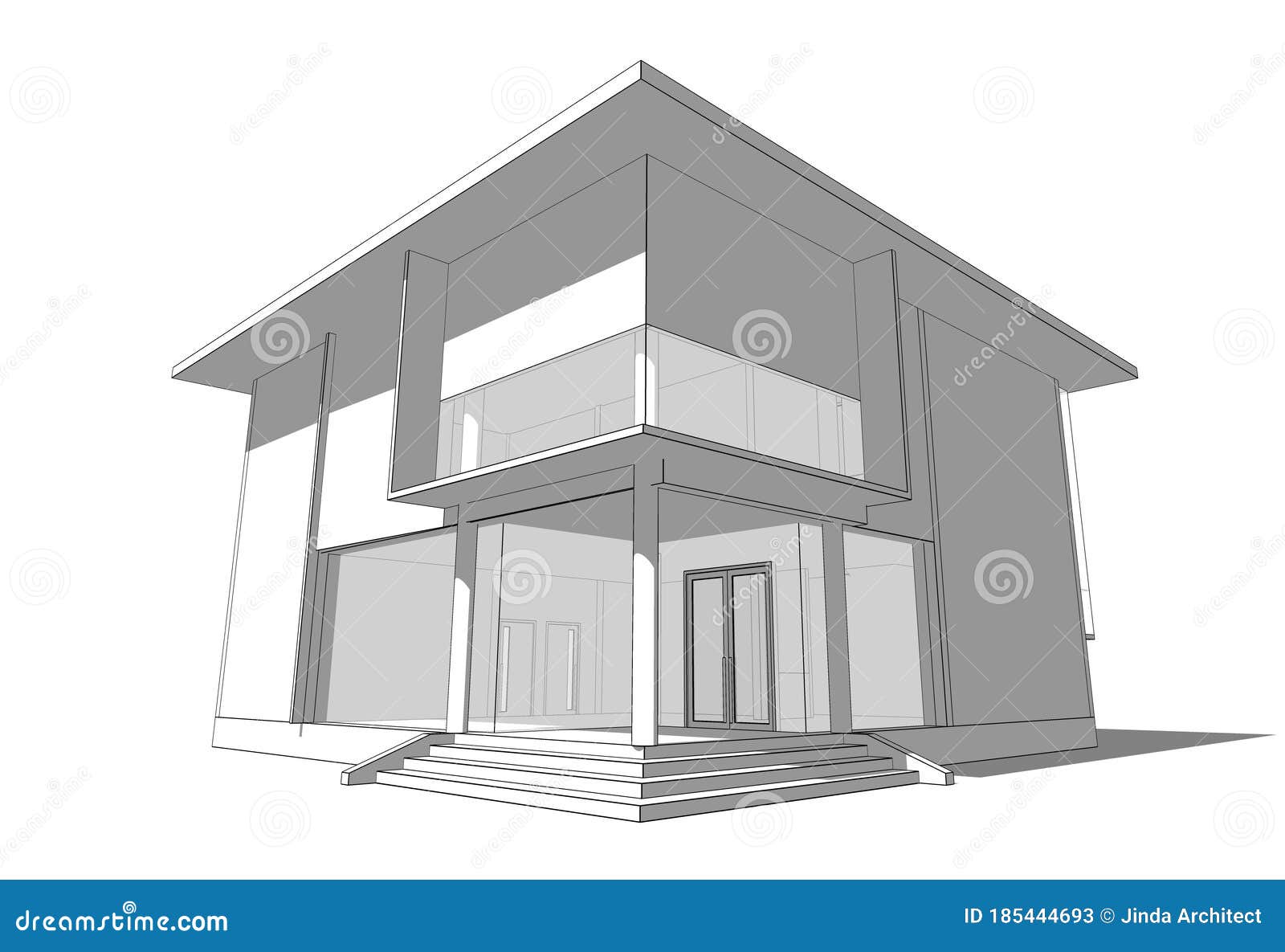 Illustration of Building Design in Wireframe Stock Illustration ...