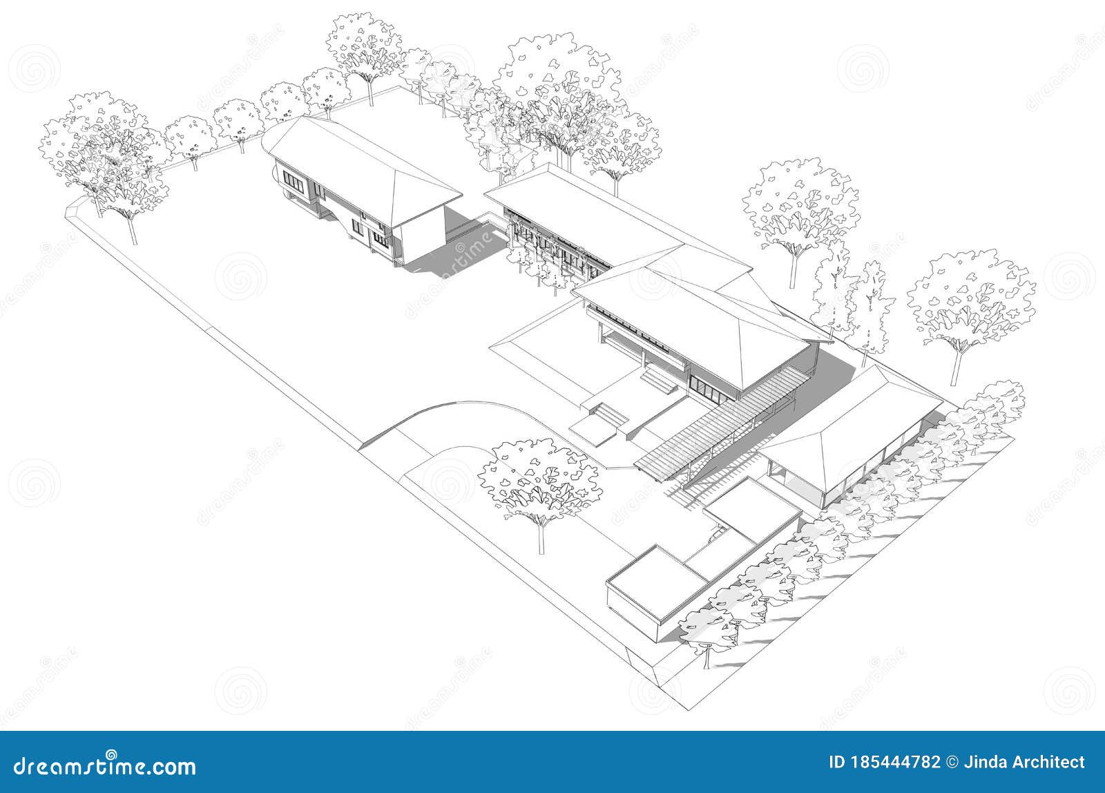 Illustration of Building Design in Wireframe Stock Illustration ...