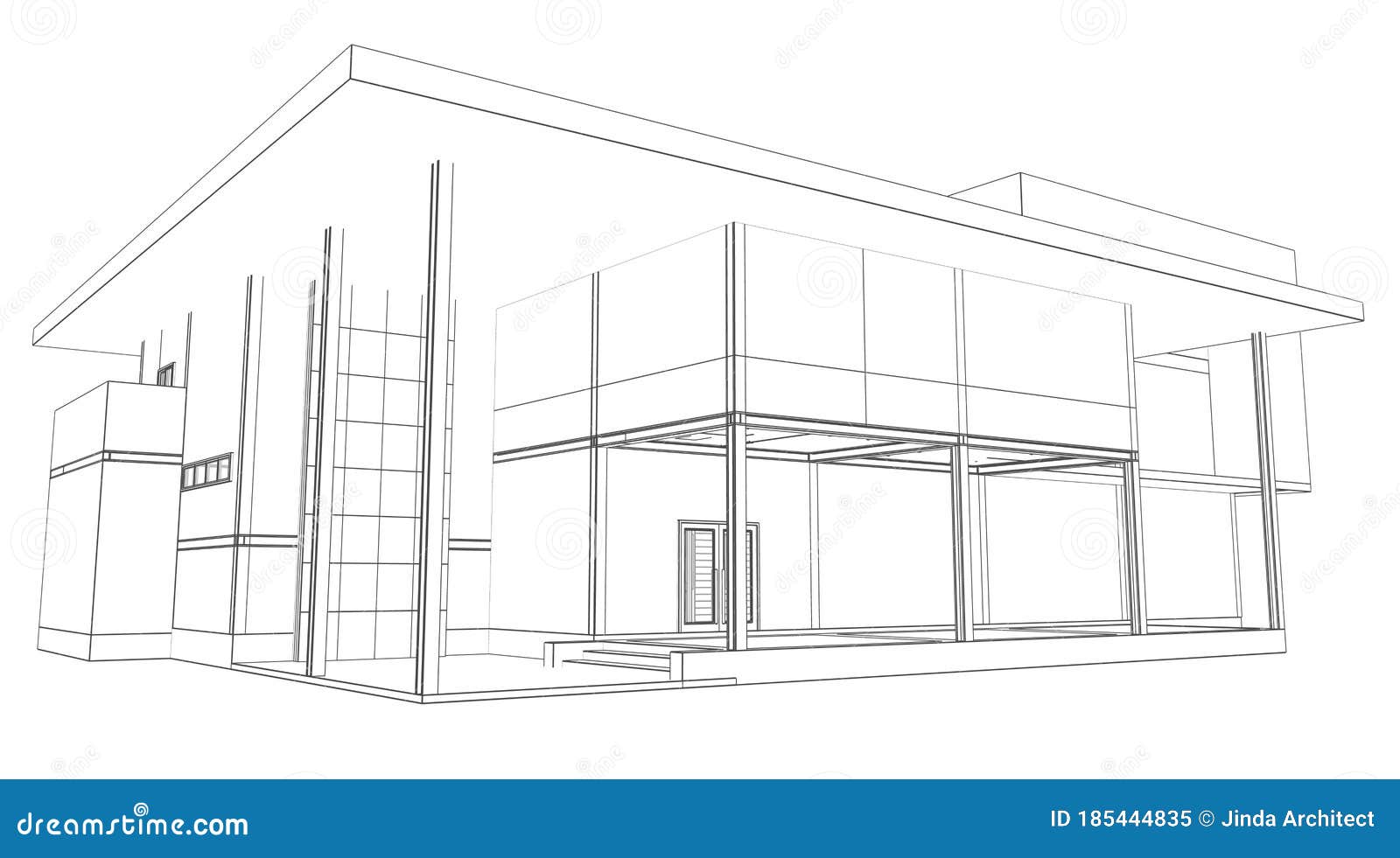 Illustration of Building Design in Wireframe Stock Illustration ...
