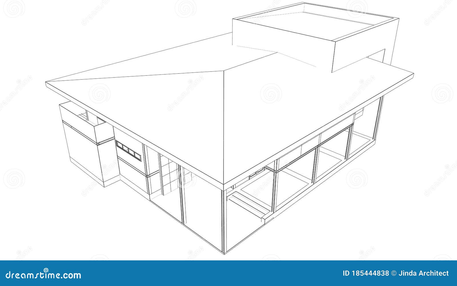 Illustration of Building Design in Wireframe Stock Illustration ...