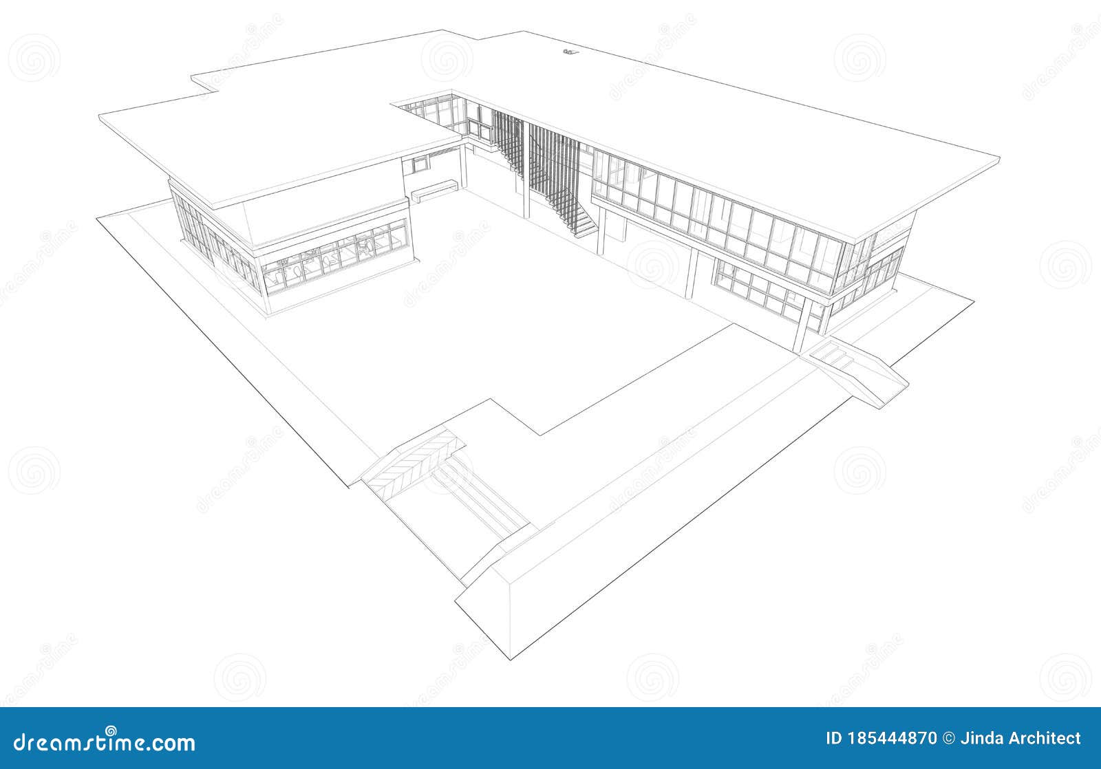 Illustration of Building Design in Wireframe Stock Illustration ...