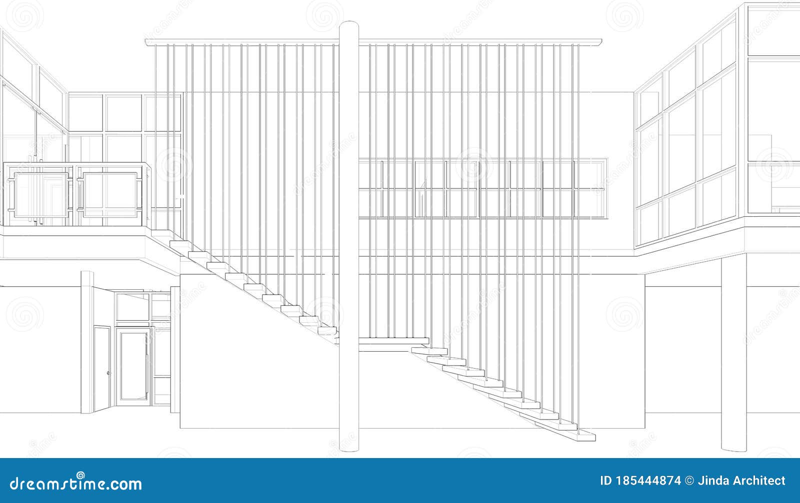 Illustration of Building Design in Wireframe Stock Illustration ...