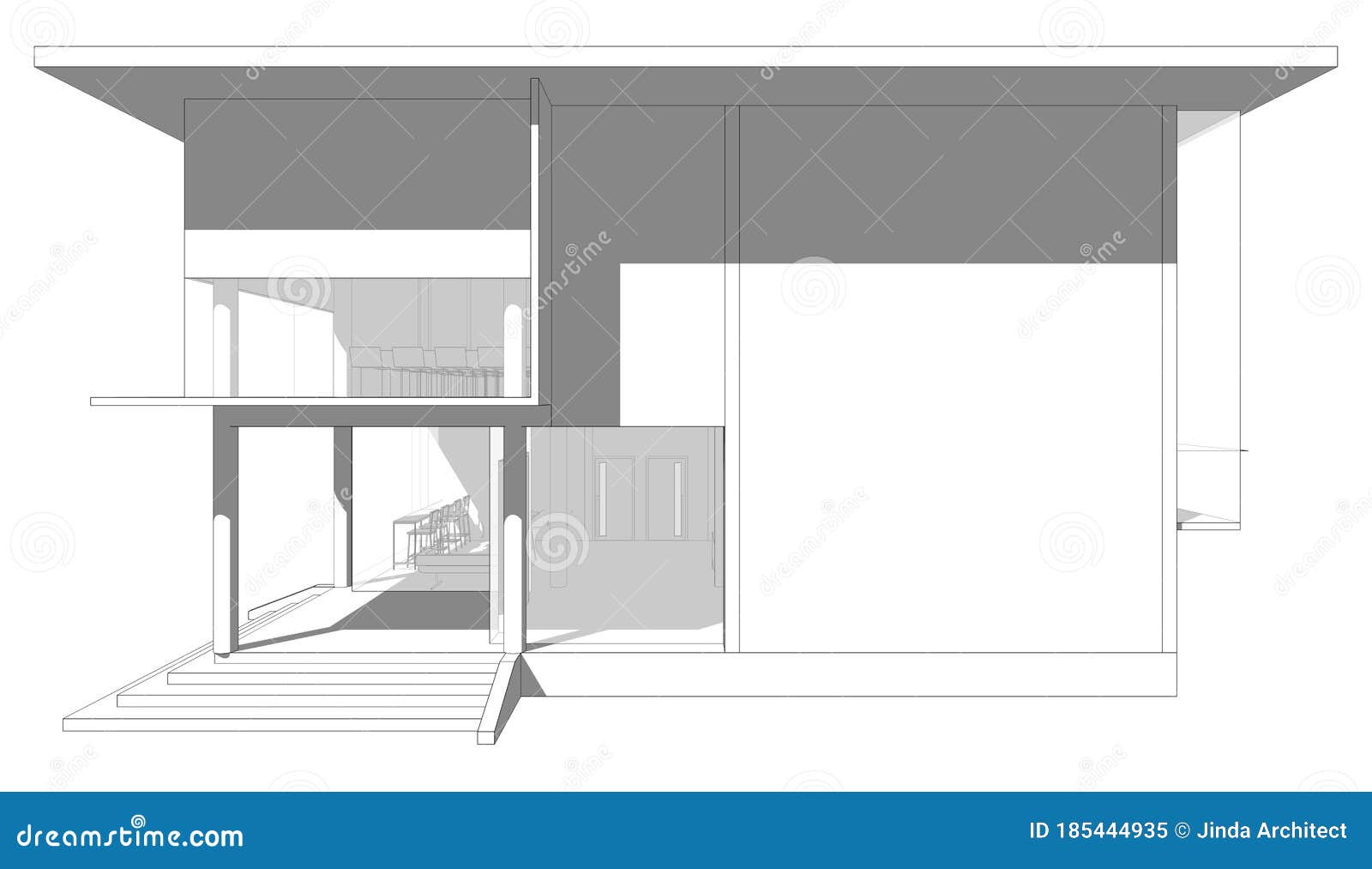 Illustration of Building Design in Wireframe Stock Illustration ...