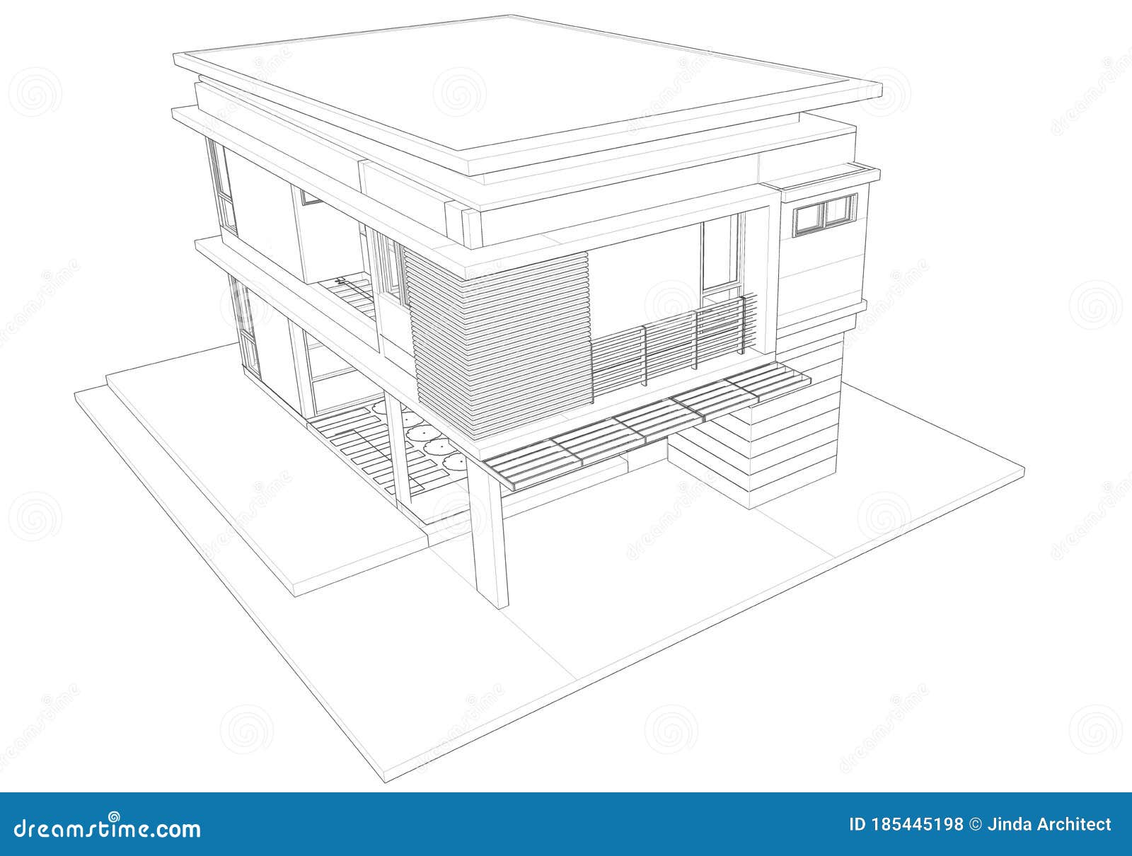 Illustration of Building Design in Wireframe Stock Illustration ...