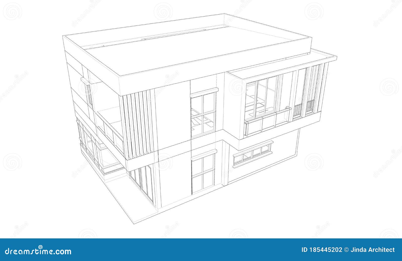 Illustration of Building Design in Wireframe Stock Illustration ...