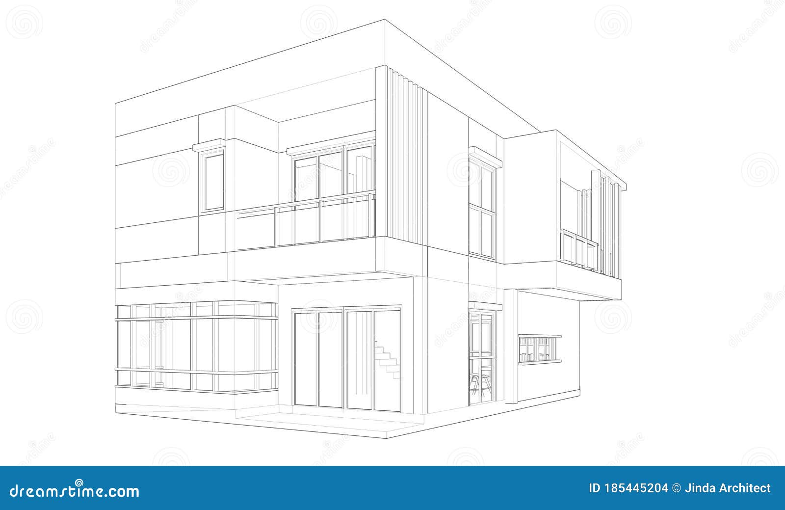 Illustration of Building Design in Wireframe Stock Illustration ...