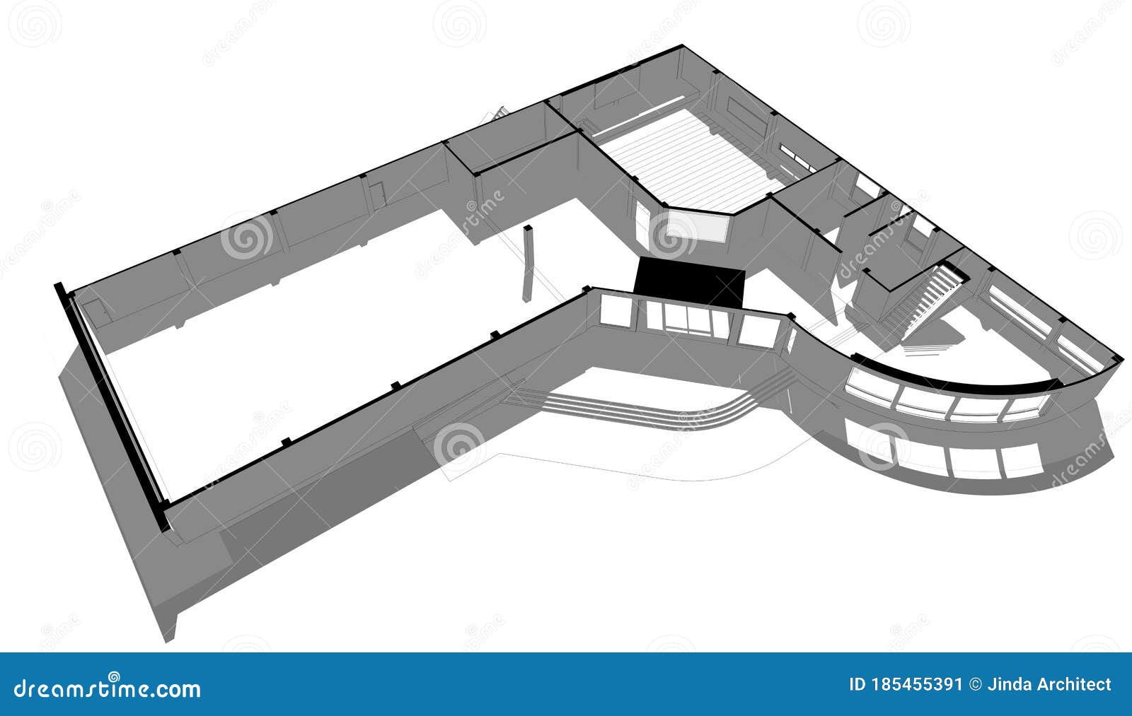 Illustration of Building Design in Wireframe Stock Illustration ...