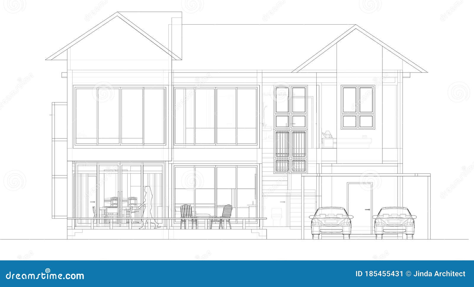 Illustration of Building Design in Wireframe Stock Illustration ...