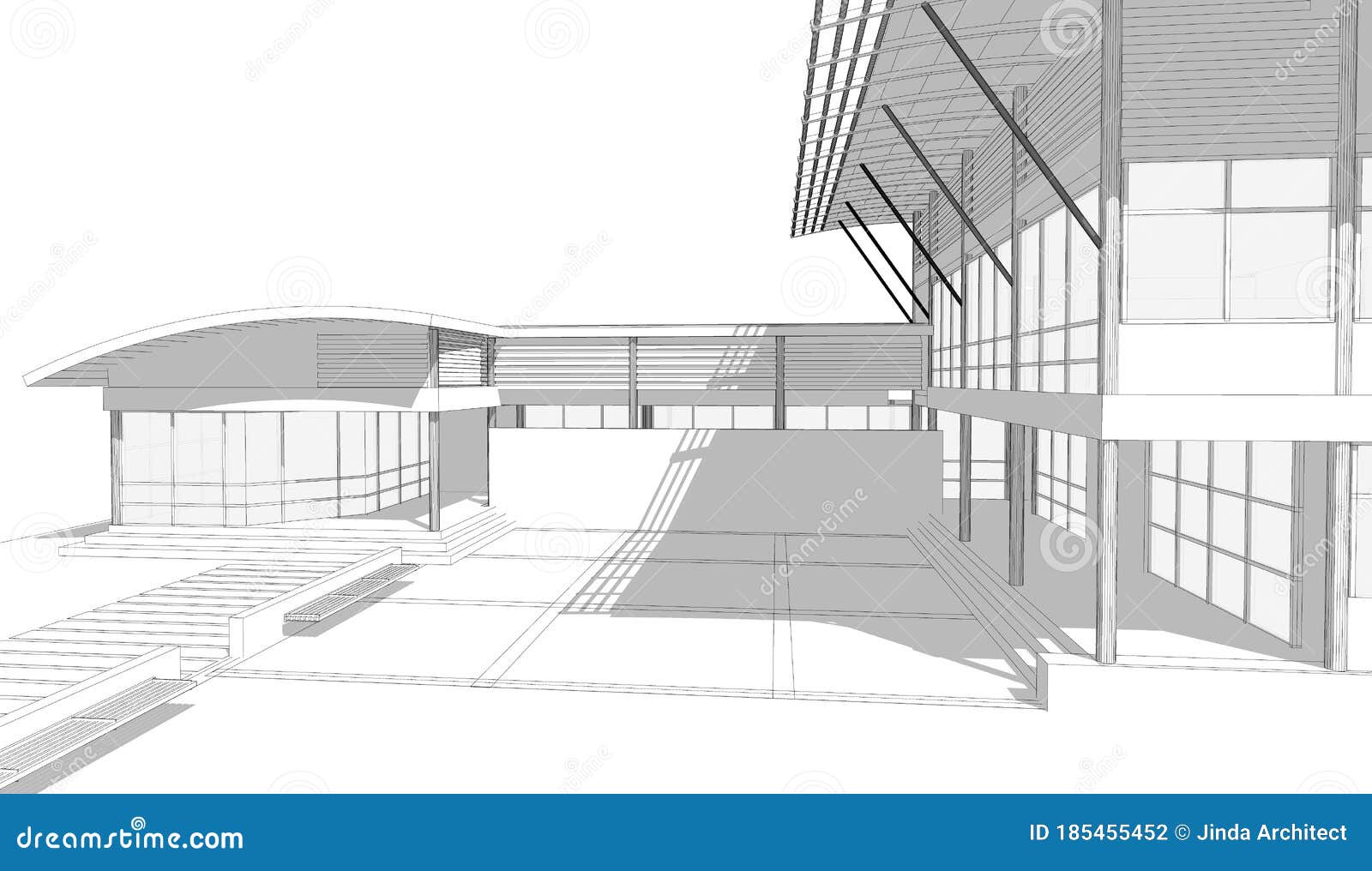 Illustration of Building Design in Wireframe Stock Illustration ...