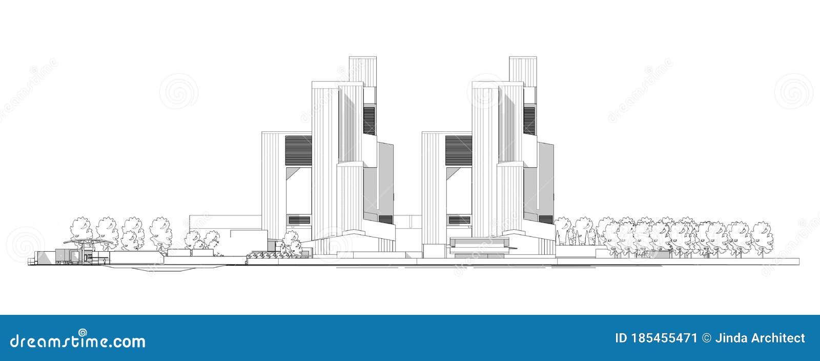 Illustration of Building Design in Wireframe Stock Illustration ...
