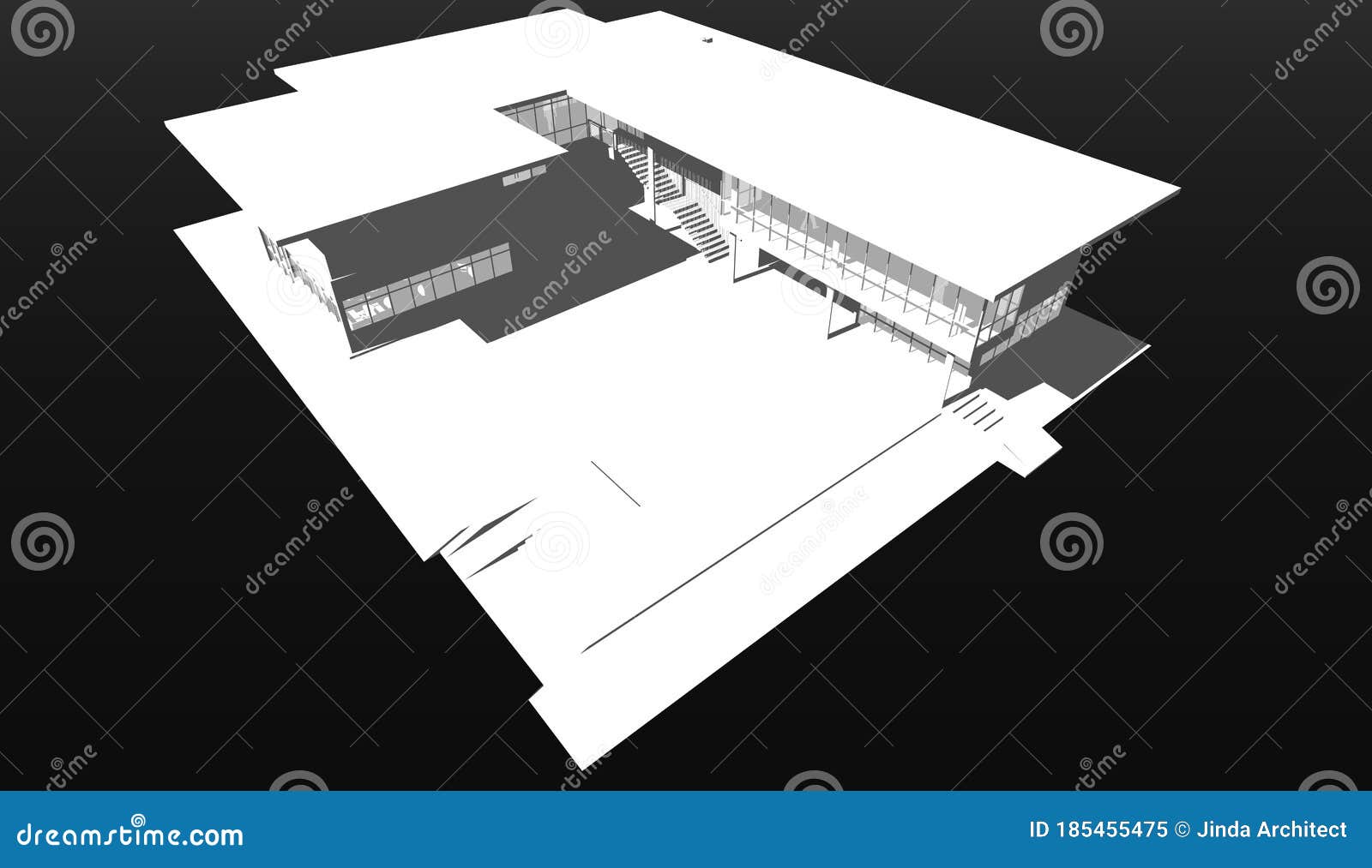 Illustration of Building Design in Wireframe Stock Illustration ...