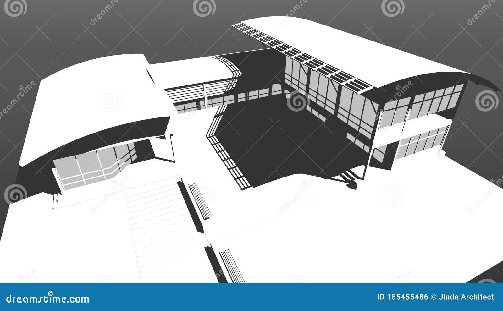 Illustration of Building Design in Wireframe Stock Illustration ...