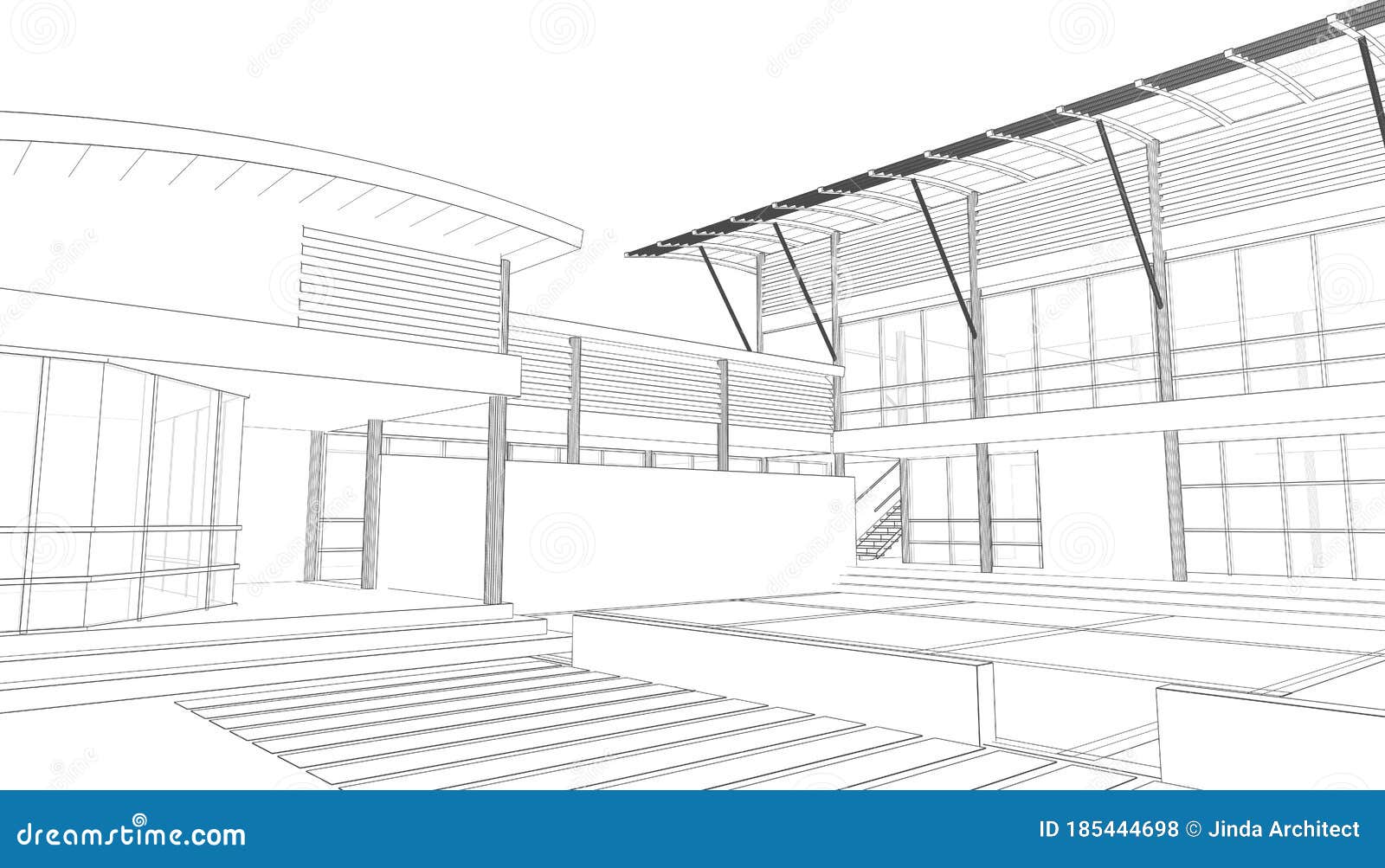 Illustration of Building Design in Wireframe Stock Illustration ...