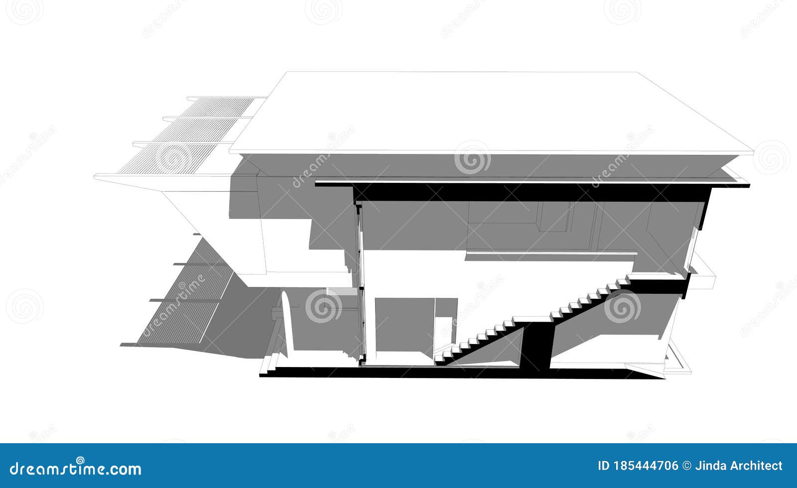 Illustration of Building Design in Wireframe Stock Illustration ...