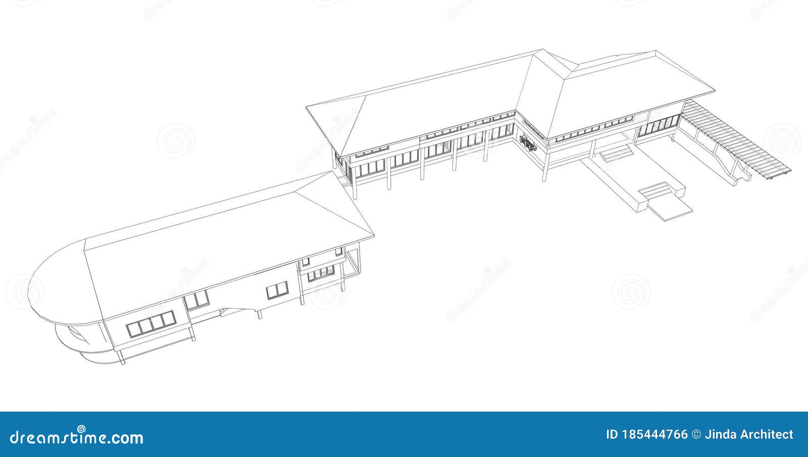 Illustration of Building Design in Wireframe Stock Illustration ...
