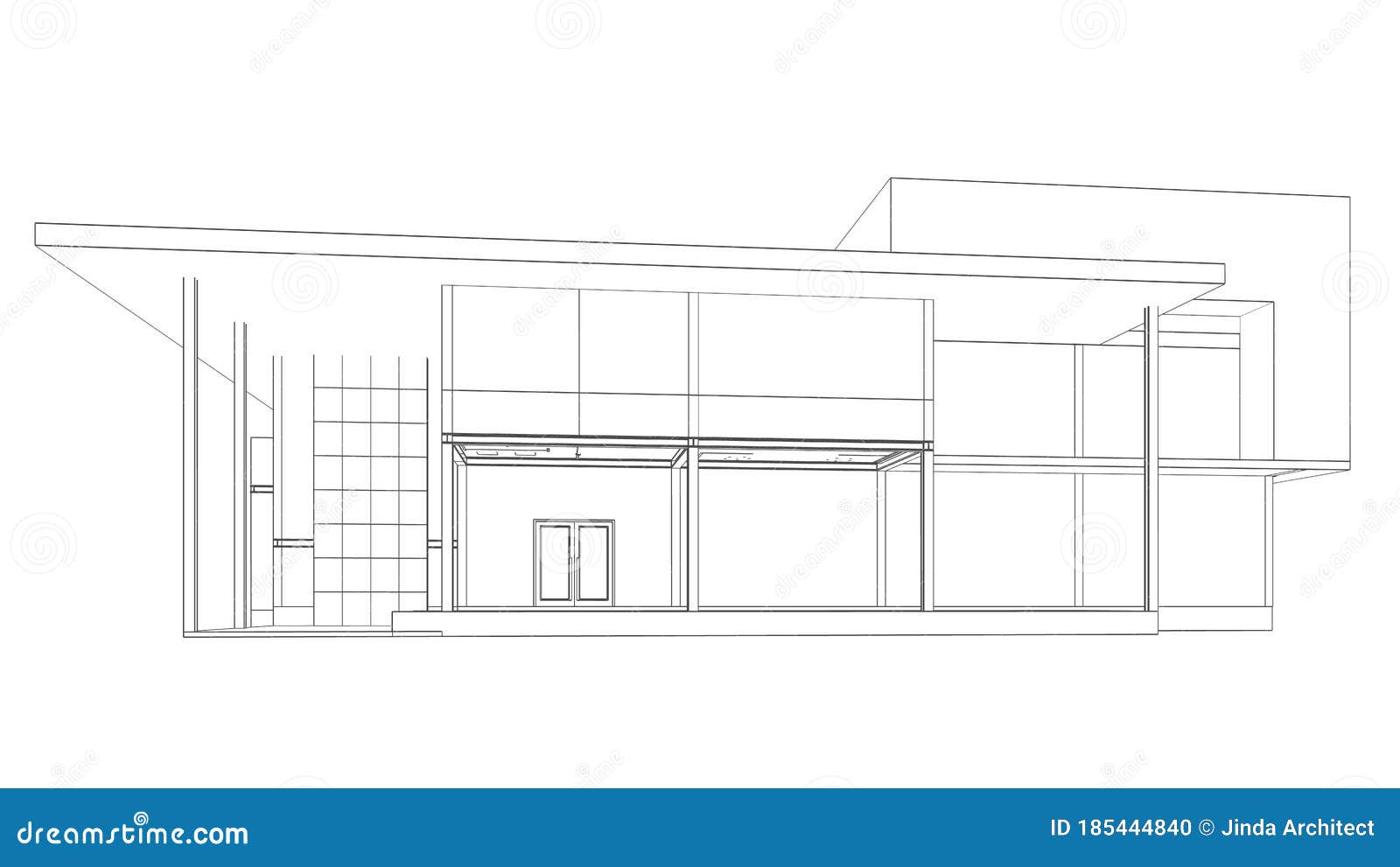 Illustration of Building Design in Wireframe Stock Illustration ...