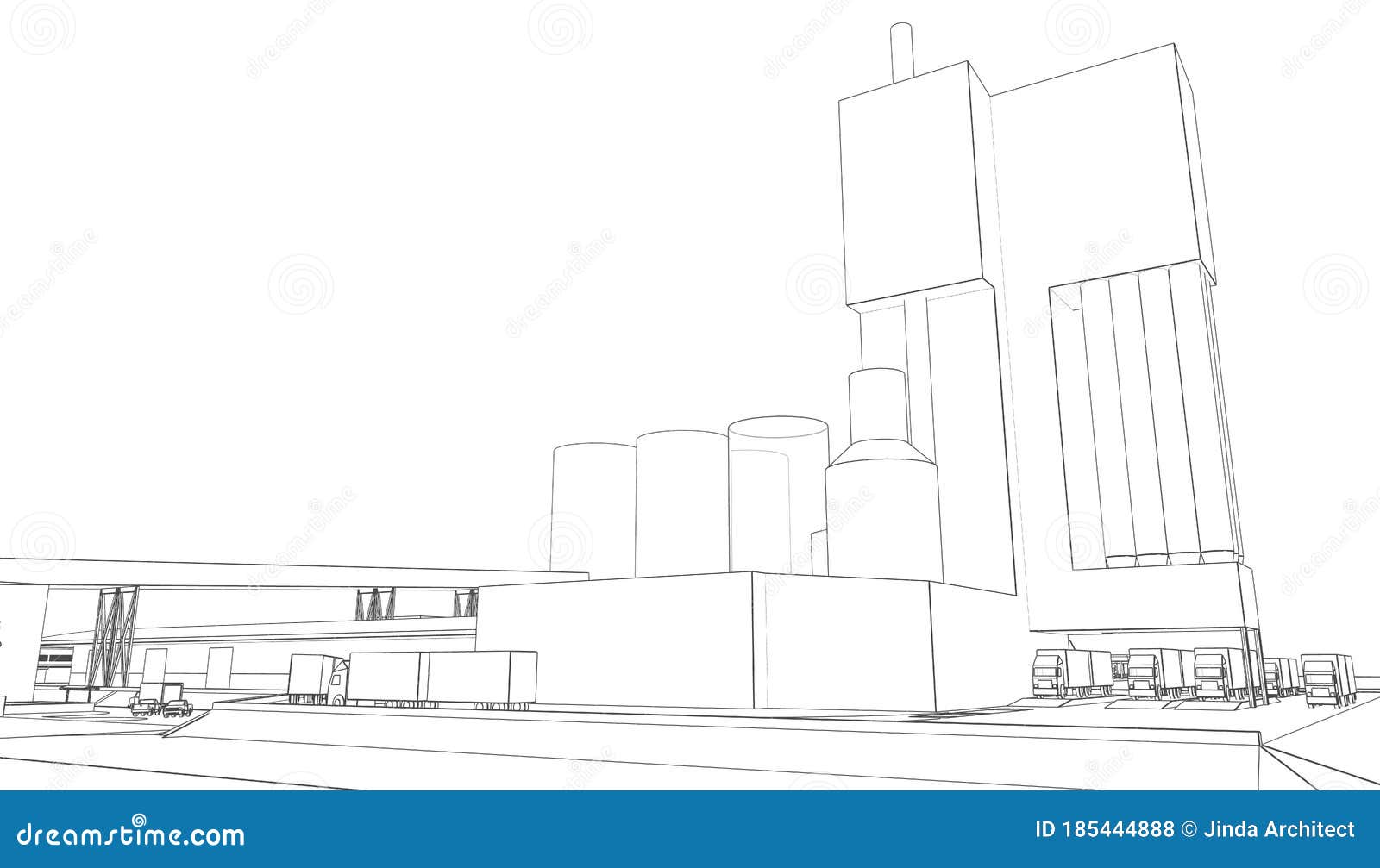 Illustration of Building Design in Wireframe Stock Illustration ...