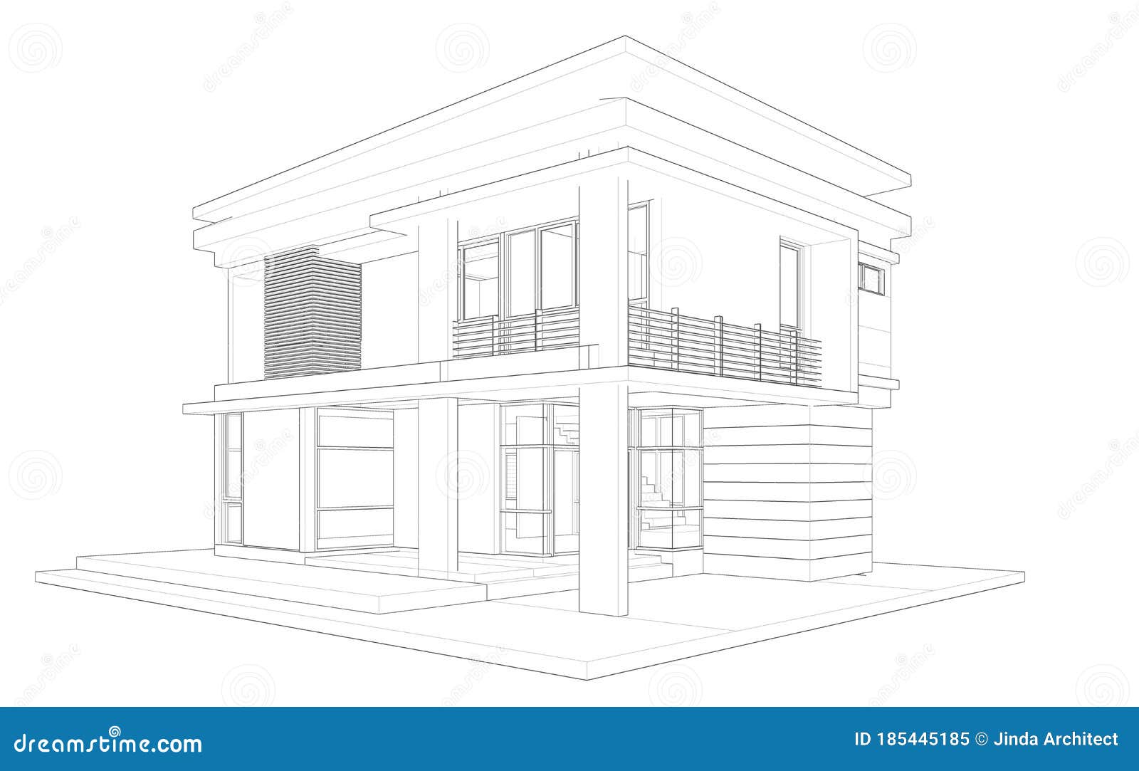 Illustration of Building Design in Wireframe Stock Illustration ...